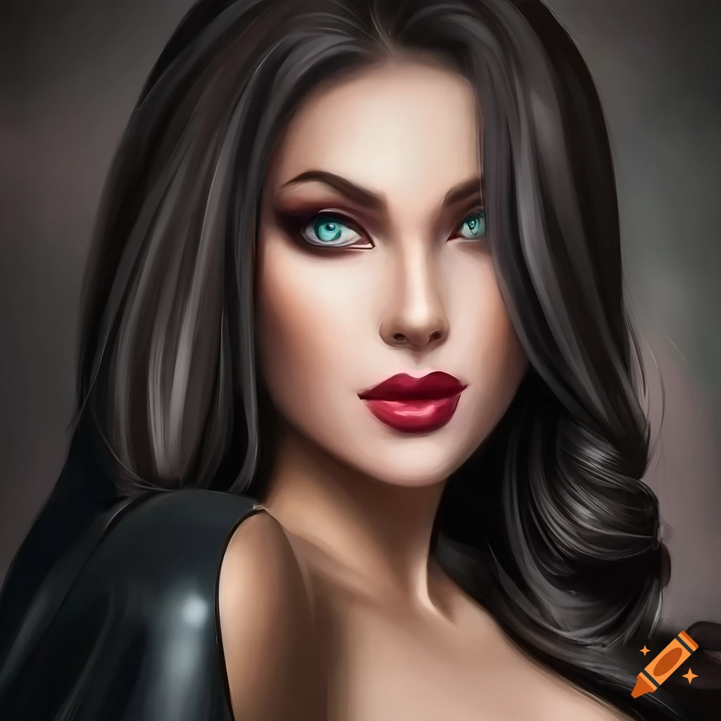 Beautiful young female goddess in black leather outfit by artgerm and ...