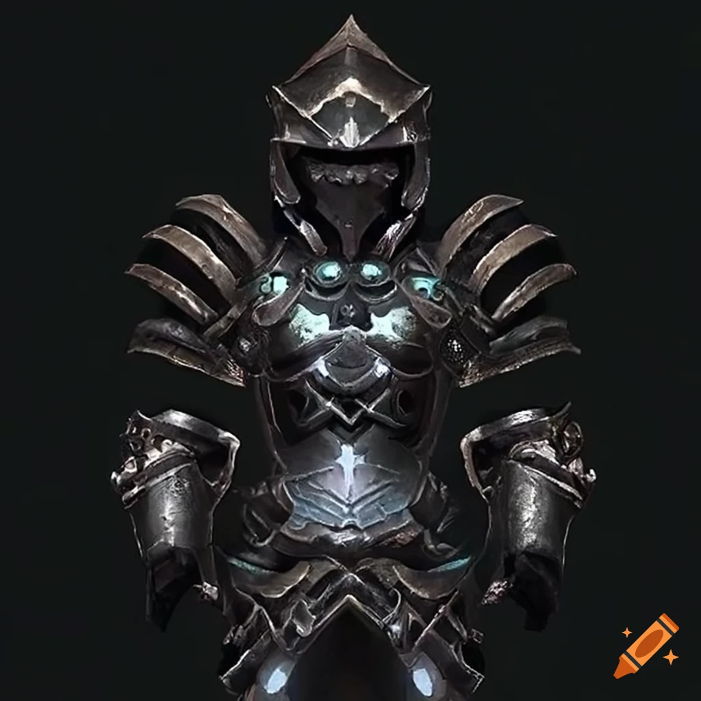 Front view of intricately adorned magic armor on Craiyon