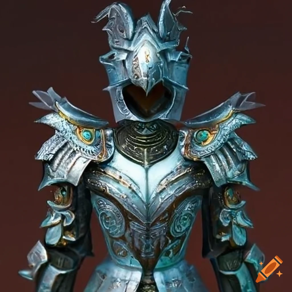 Adorned magic platina armor front view on Craiyon