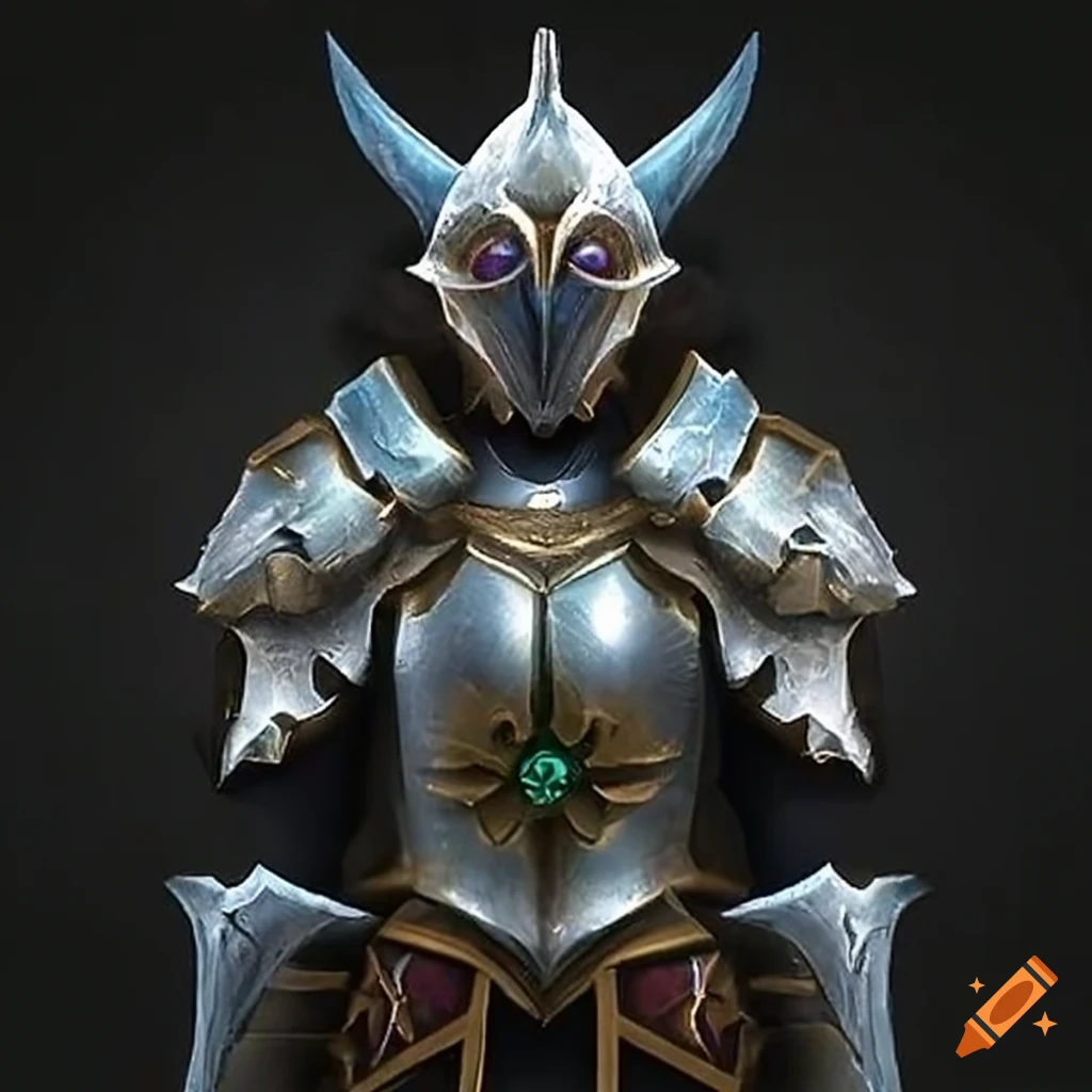 Front view of adorned magic armor on Craiyon
