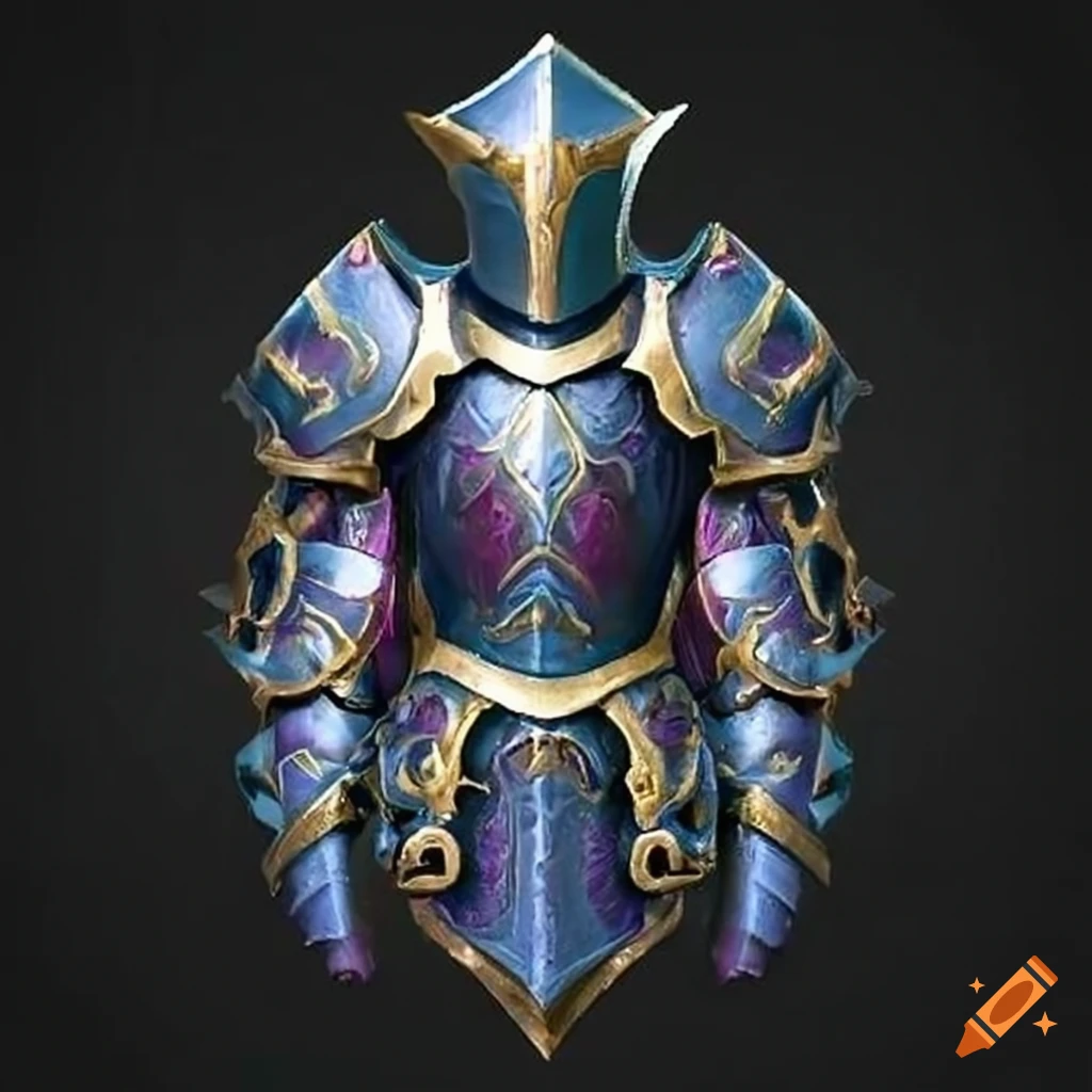 Front view of adorned magic armor on Craiyon