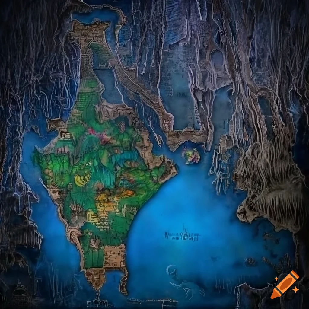 Detailed fantasy map of Aquablamia (Fantasy Alabama) on Craiyon