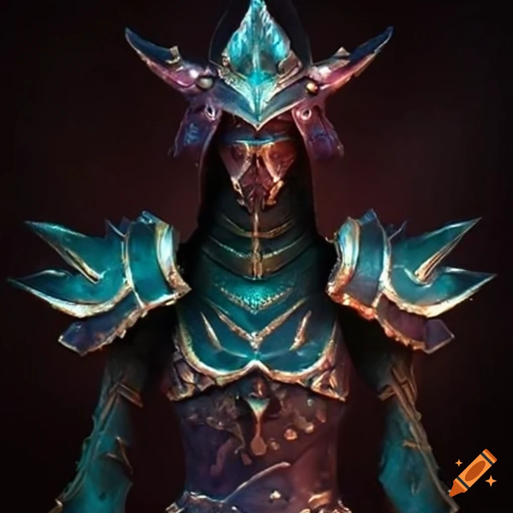 Front view of adorned magic hide armor on Craiyon