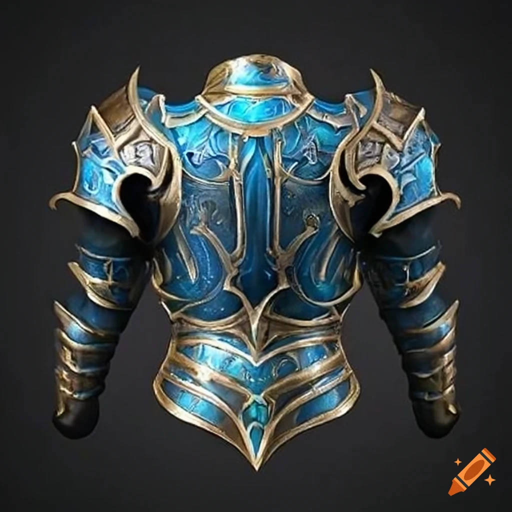 Adorned magic armor front view on Craiyon