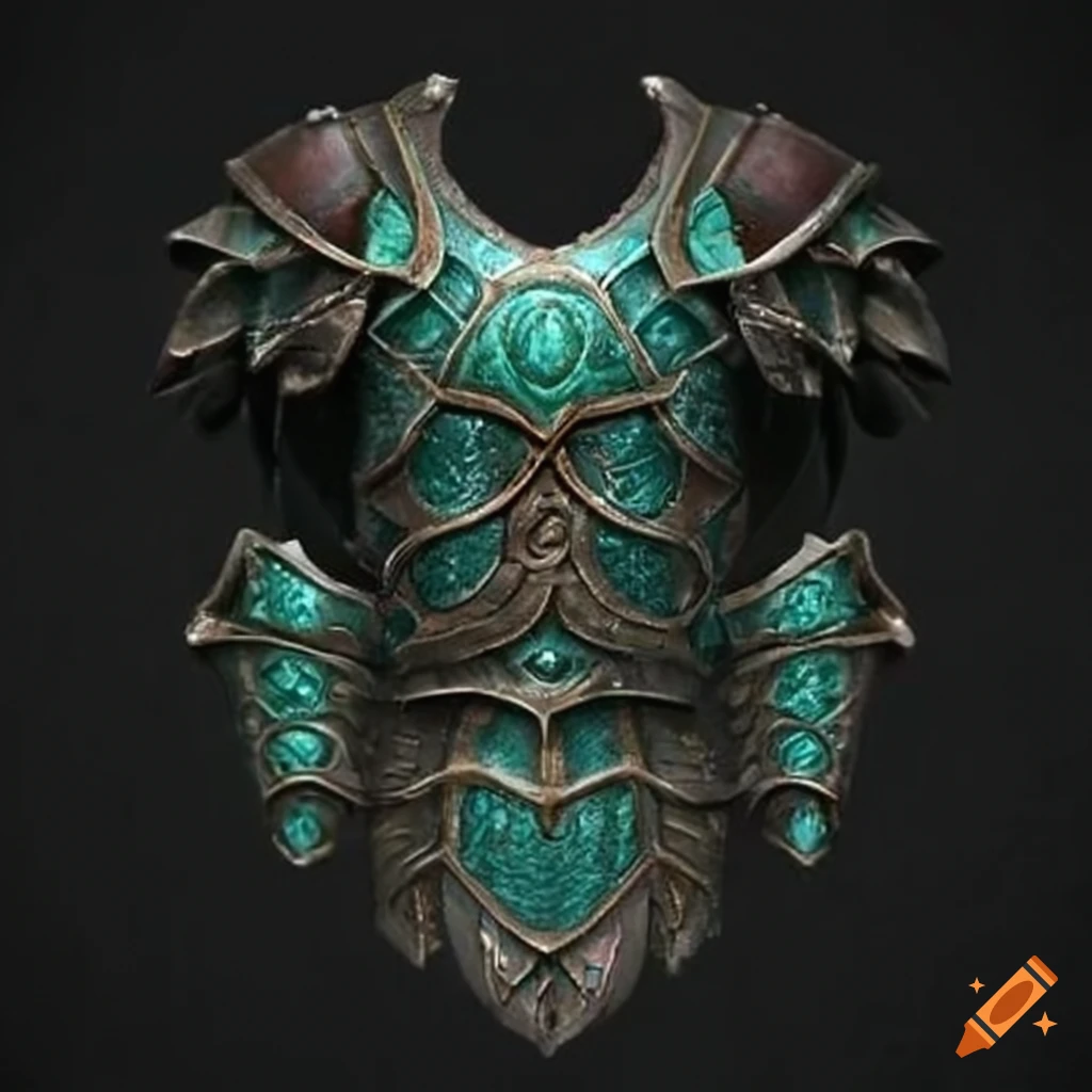 Adorned magic hide armor from the front on Craiyon