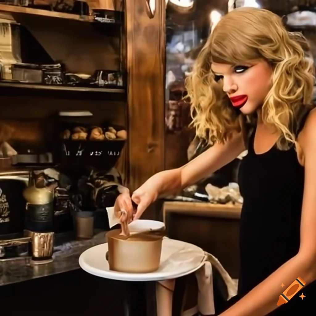 Taylor swift selling coffee in athens, greece on Craiyon