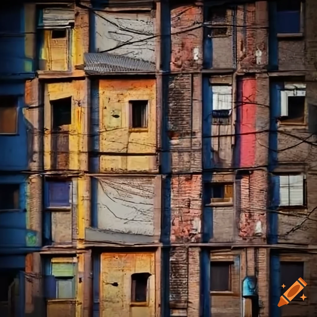 Texture atlas of slum building facade on Craiyon