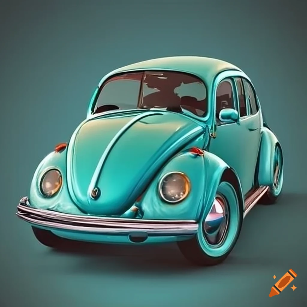 Turquoise volkswagen beetle car on Craiyon