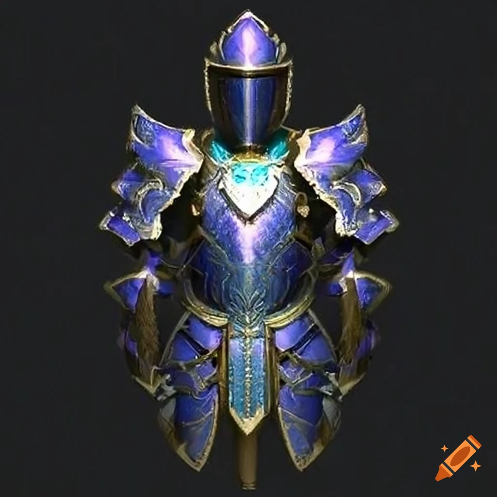 Front view of decorated magic armor on Craiyon