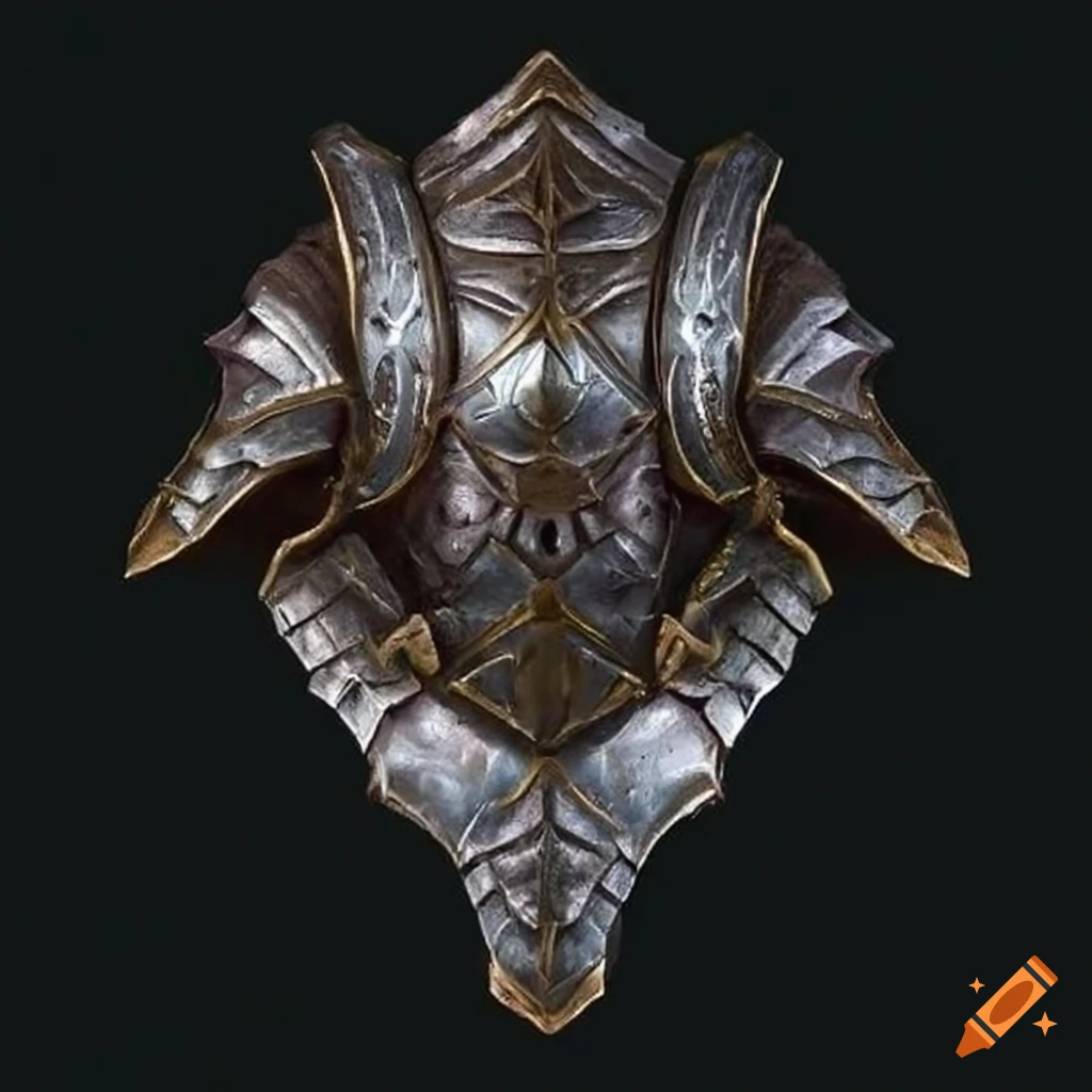 Front view of adorned magic hide armor on Craiyon