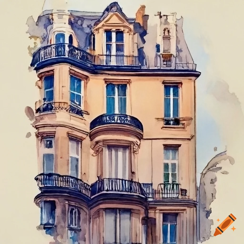 Watercolor painting of a victorian rich house interior in paris on Craiyon