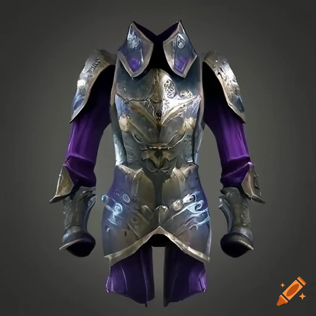 Front view of adorned magic armor on Craiyon