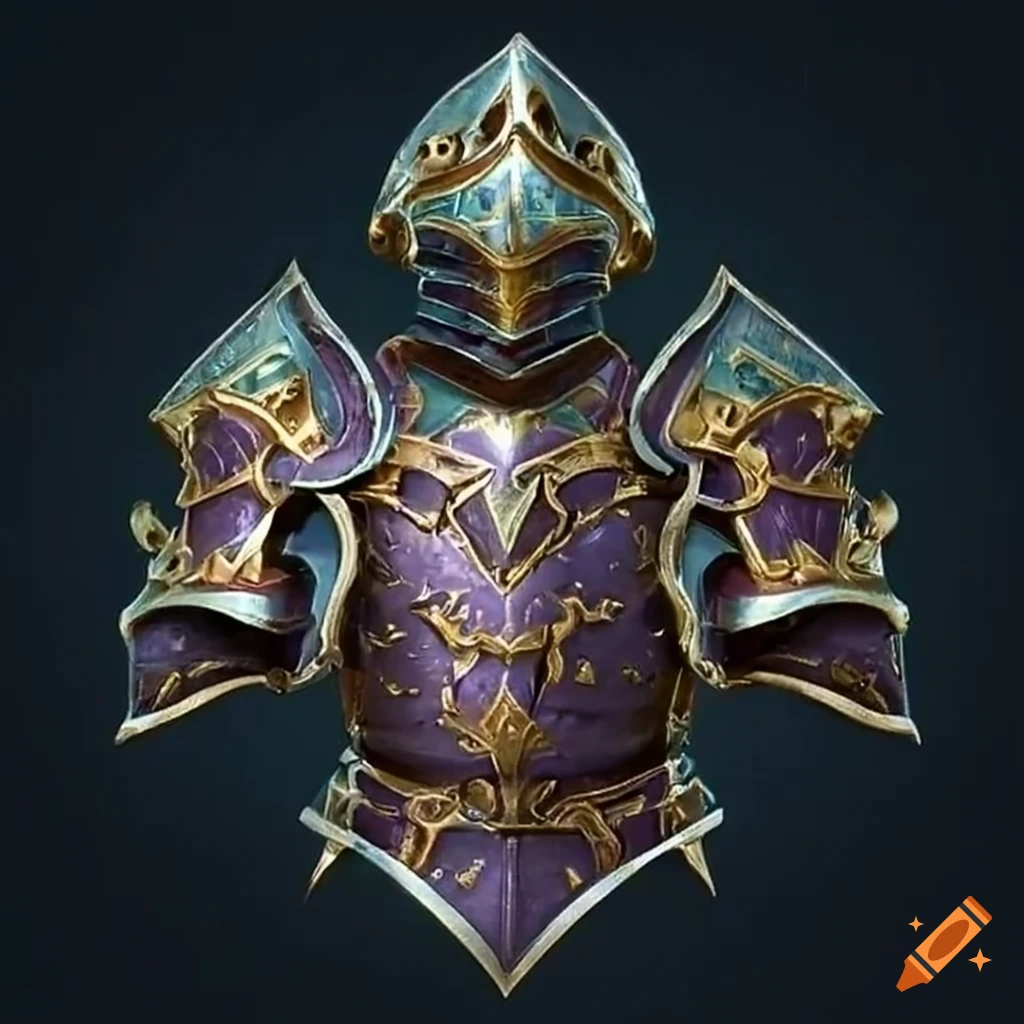 Front view of adorned magic armor plates on Craiyon