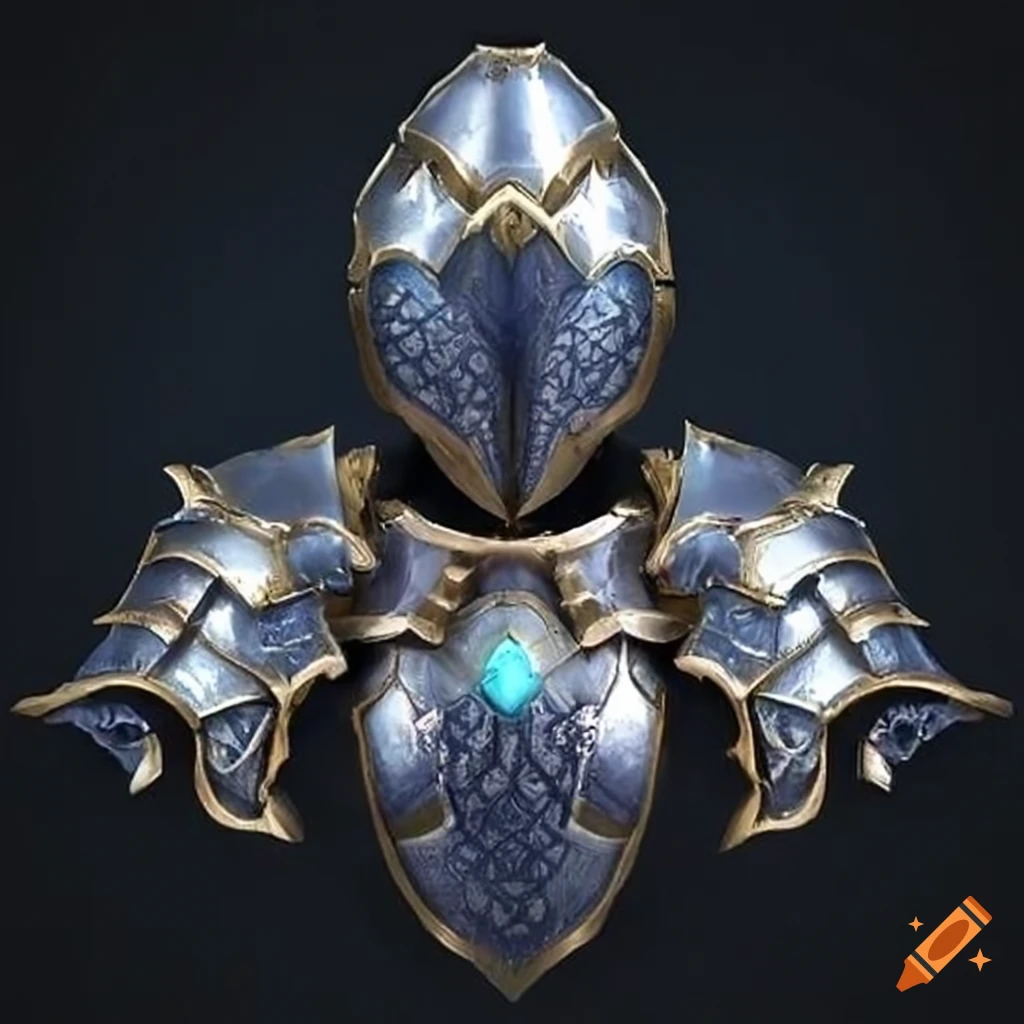 Front view of adorned magic armor set on Craiyon