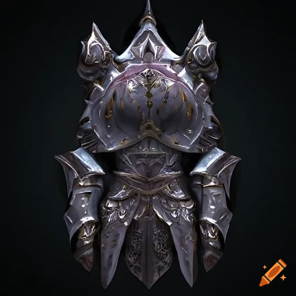Front view of adorned magic armor on Craiyon