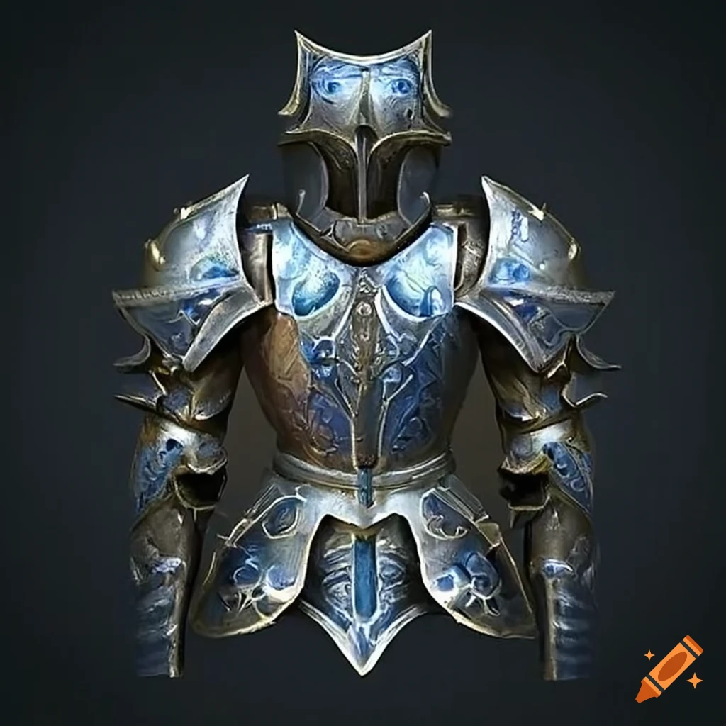 Front view of adorned magic armor on Craiyon