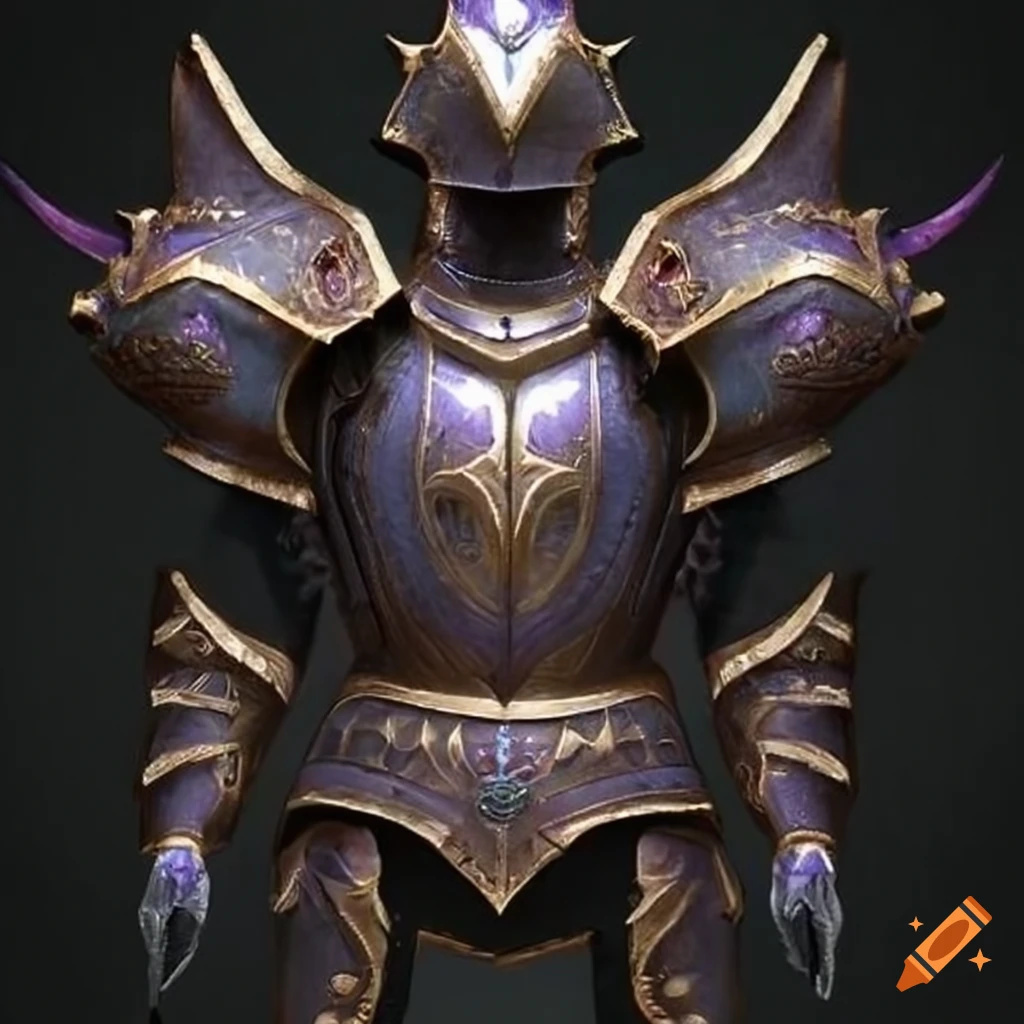 Adorned magic hide armor set in front view on Craiyon