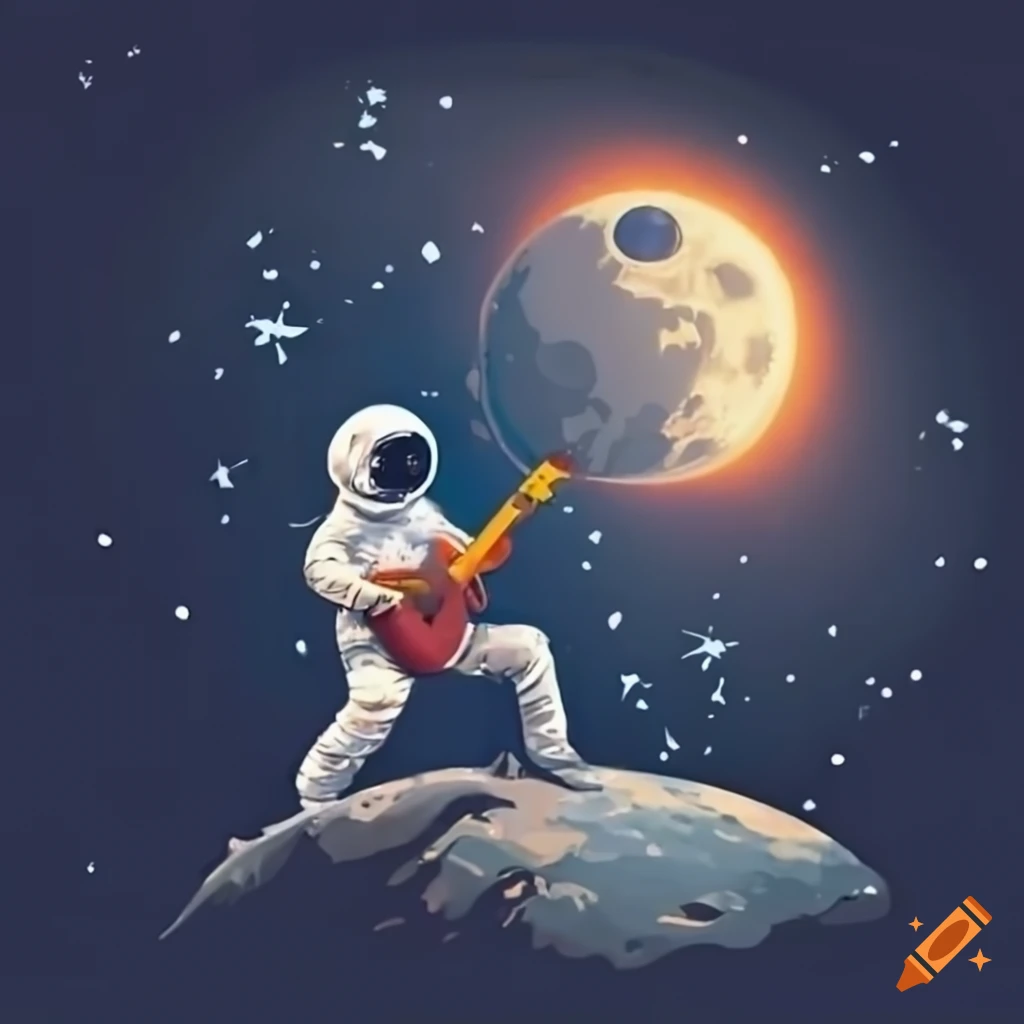 Astronaut playing guitar on the moon on Craiyon