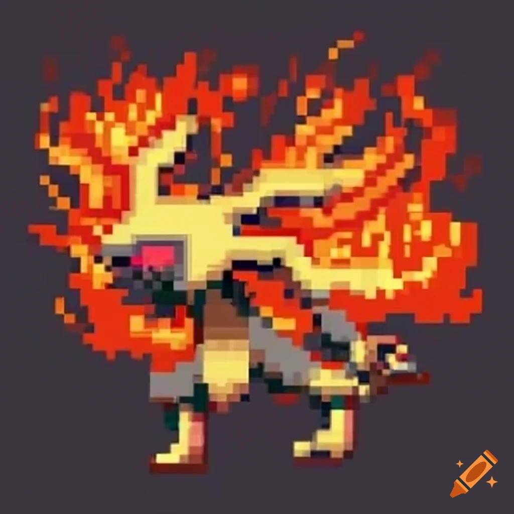 Flare belt Pokémon Damoform in pixel art on Craiyon
