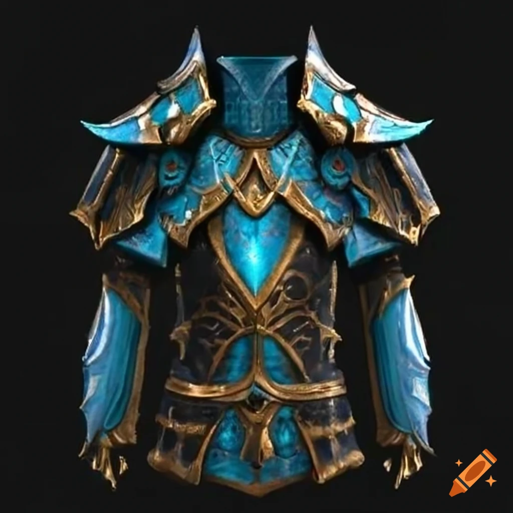 Front view of adorned magic hide armor on Craiyon