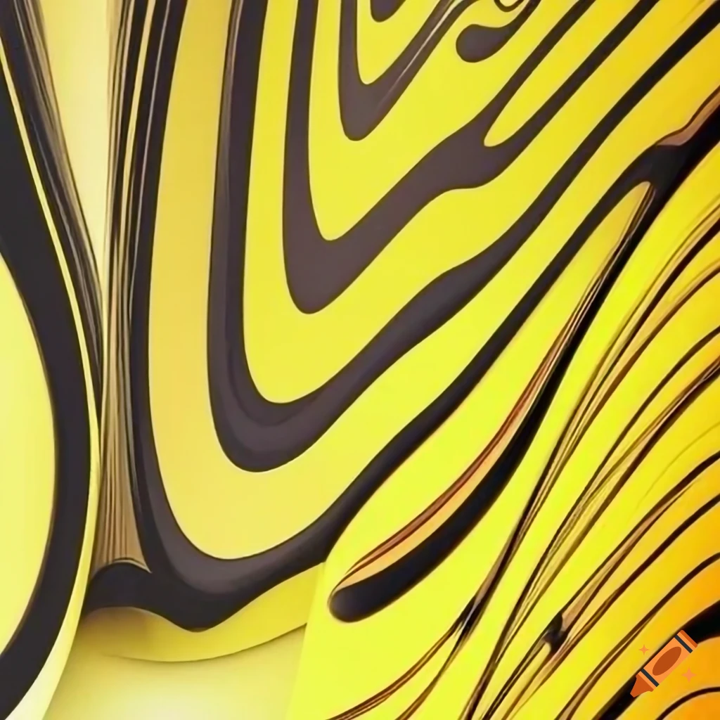 Abstract yellow and black curved lines art on Craiyon