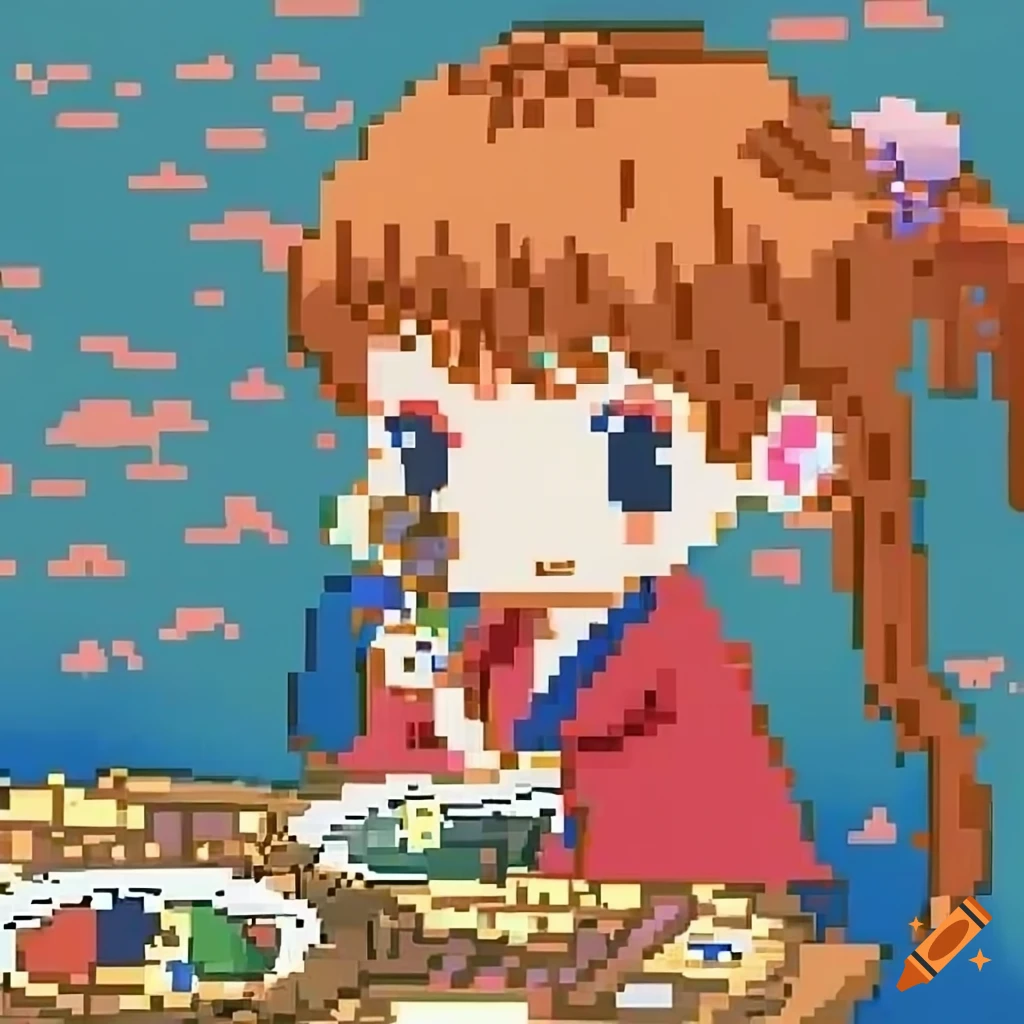 Hokusai ukiyo-e featuring chibi Asuka Langley, Hanami picnic, and zen ...