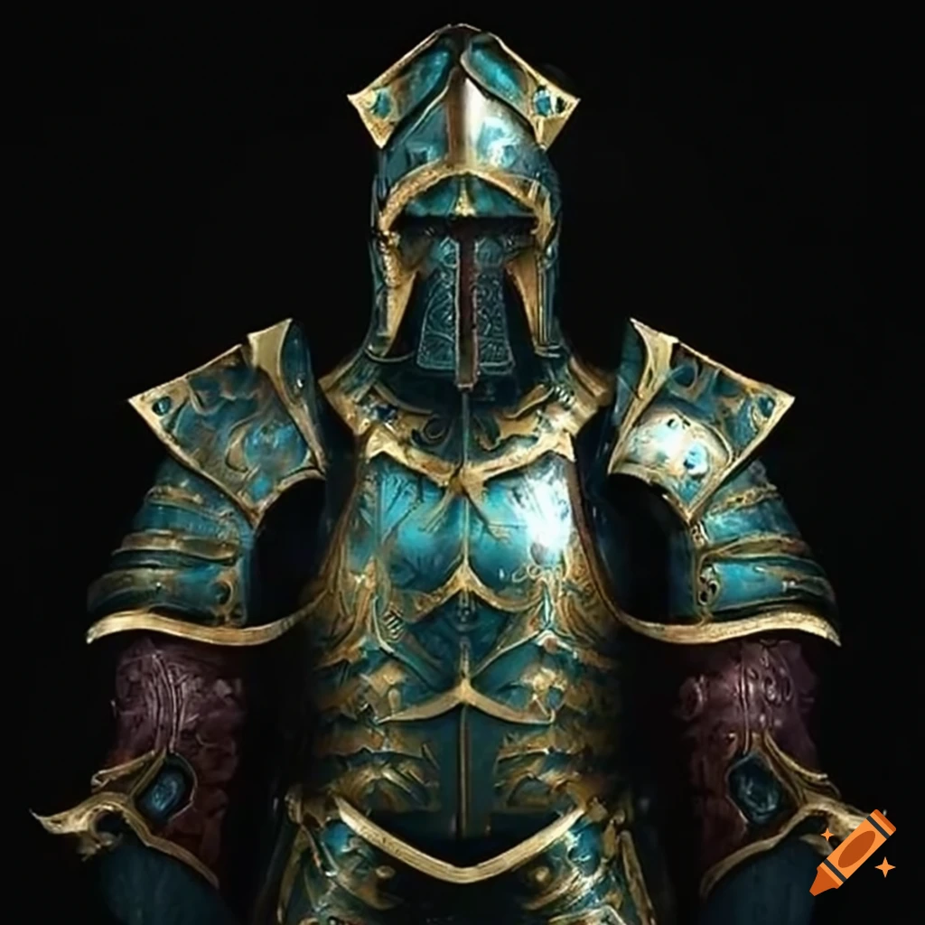 Front view of adorned magic armor on Craiyon