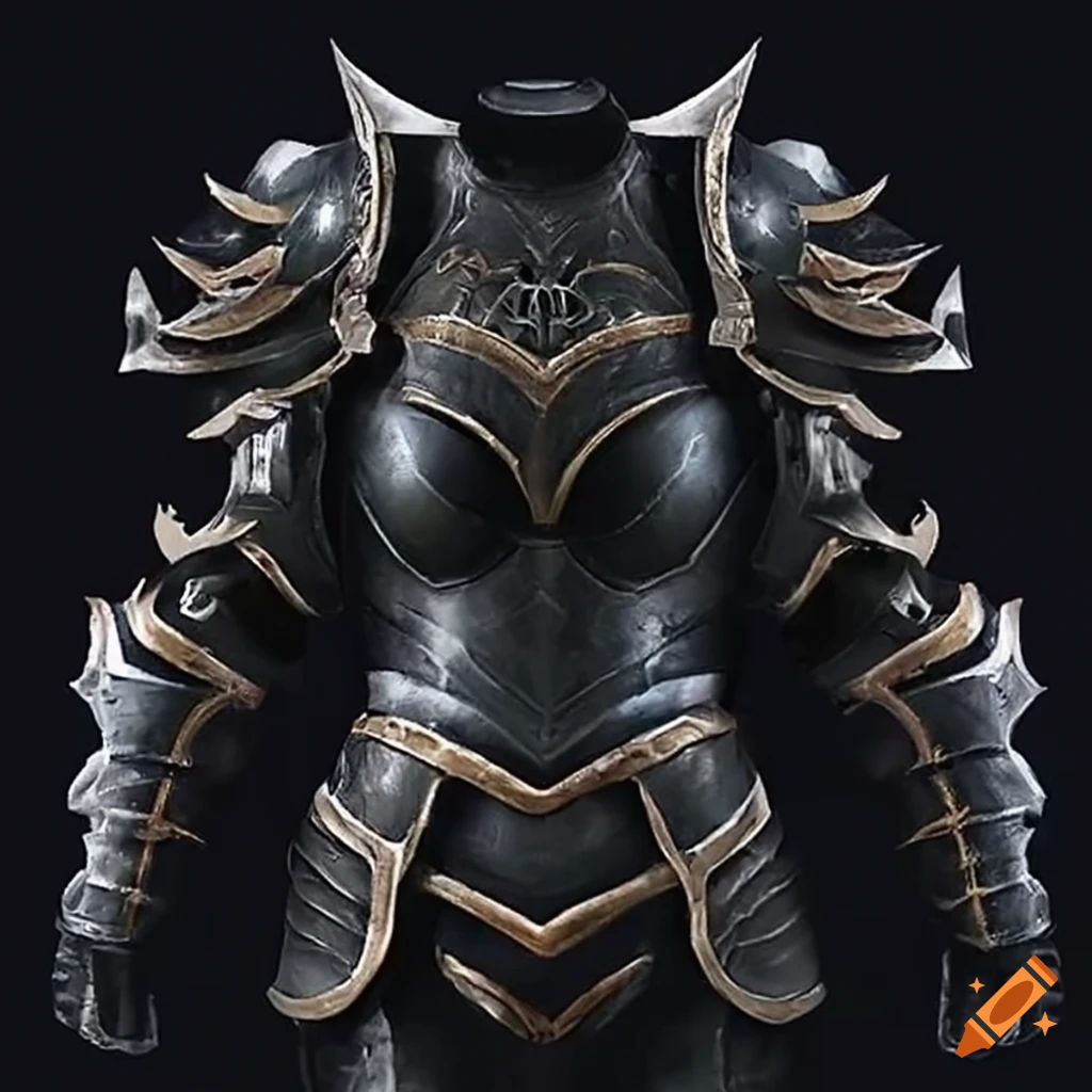 Adorned magic black armor front view on Craiyon