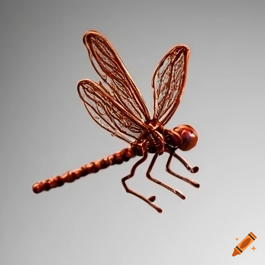 Copper wire bead dragonfly on Craiyon