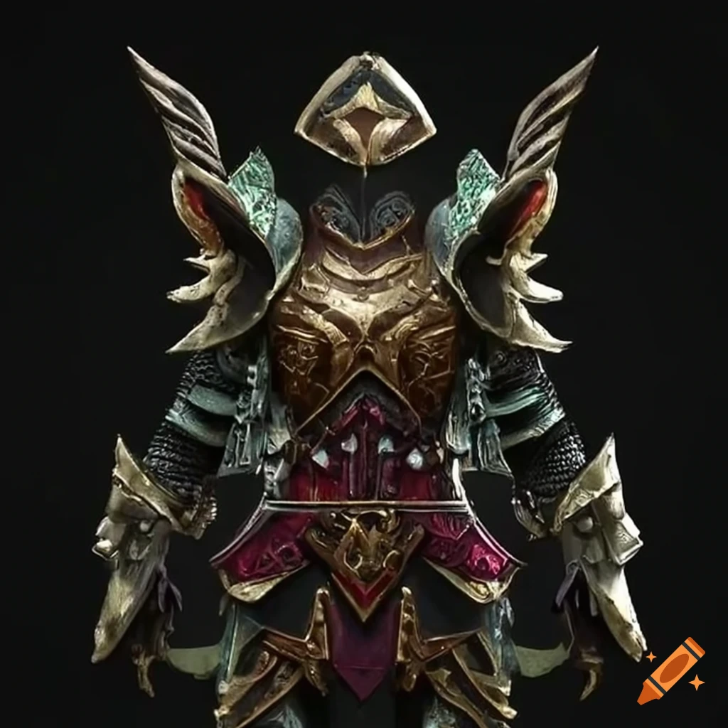 Adorned magic hide armor front view on Craiyon