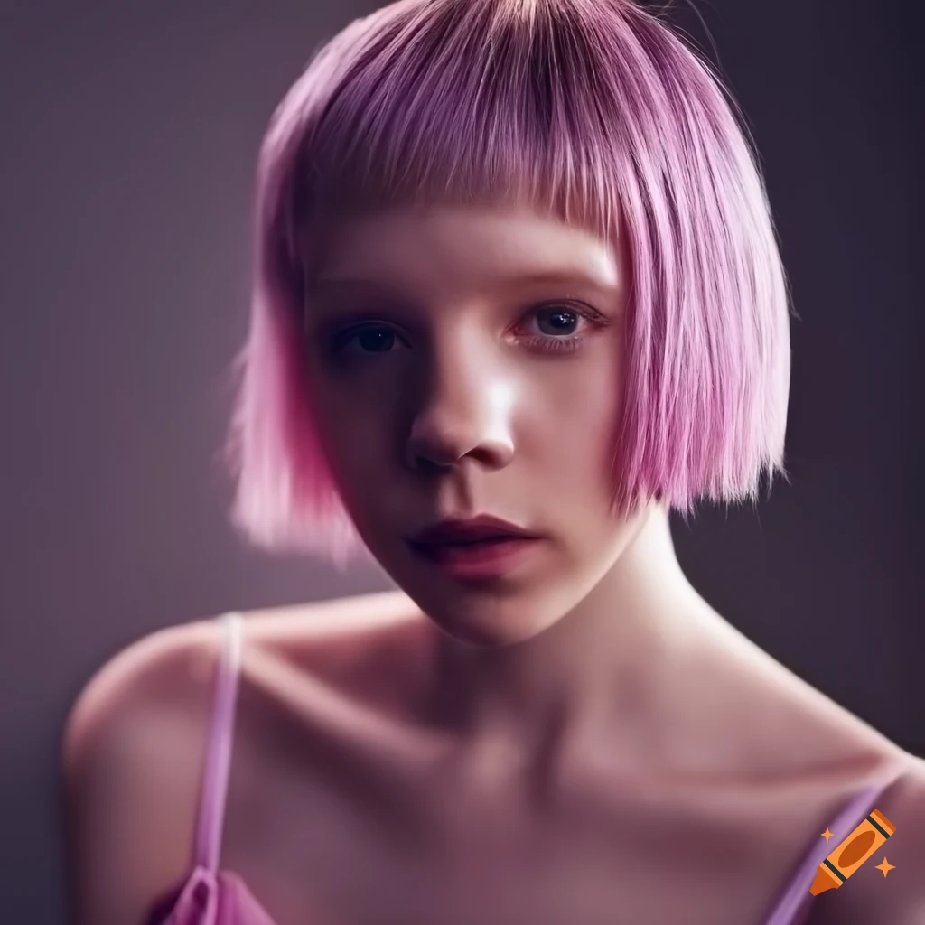 Close up of slim singer Aurora in a nightgown on Craiyon