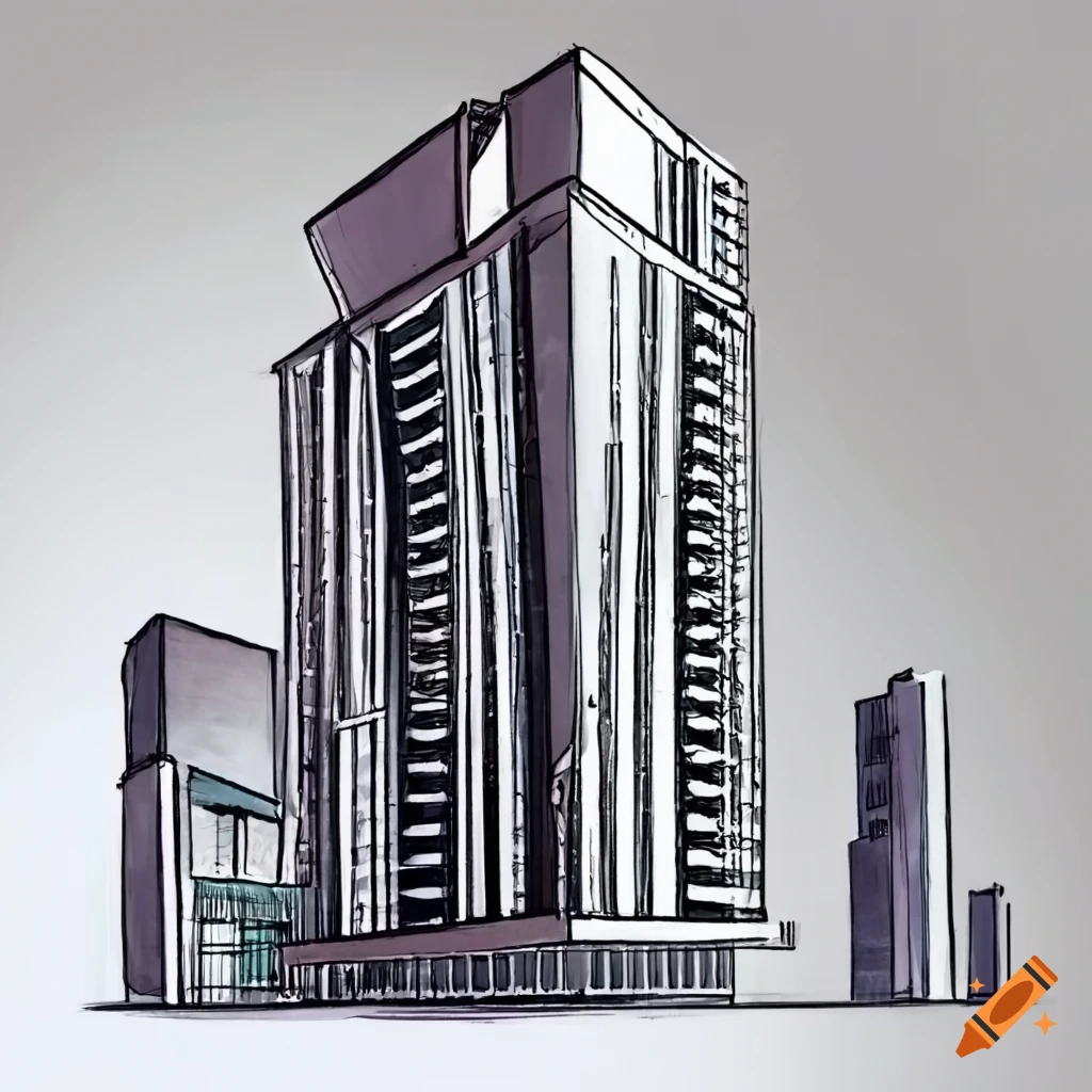 Modern high rise building drawing on Craiyon