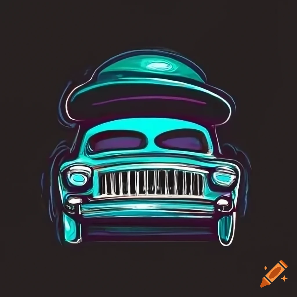 Car with a black bowler hat in logo style on Craiyon