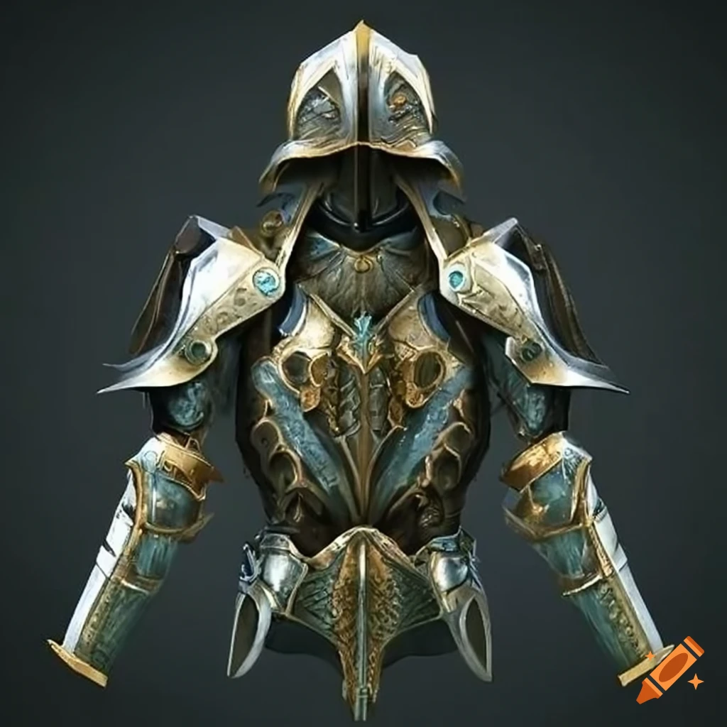Front view of an adorned magic armor set on Craiyon