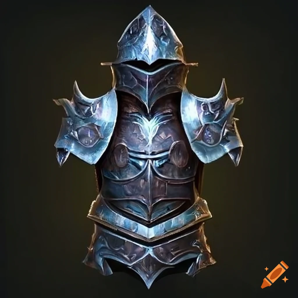 Front view of adorned magic armor on Craiyon