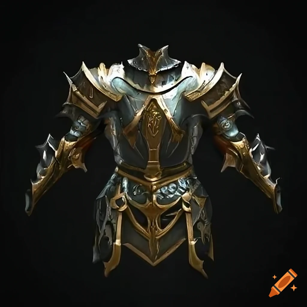 Front view of adorned magic armor on Craiyon