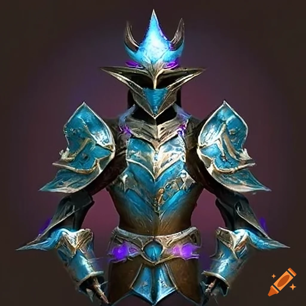 Front view of adorned magic armor on Craiyon