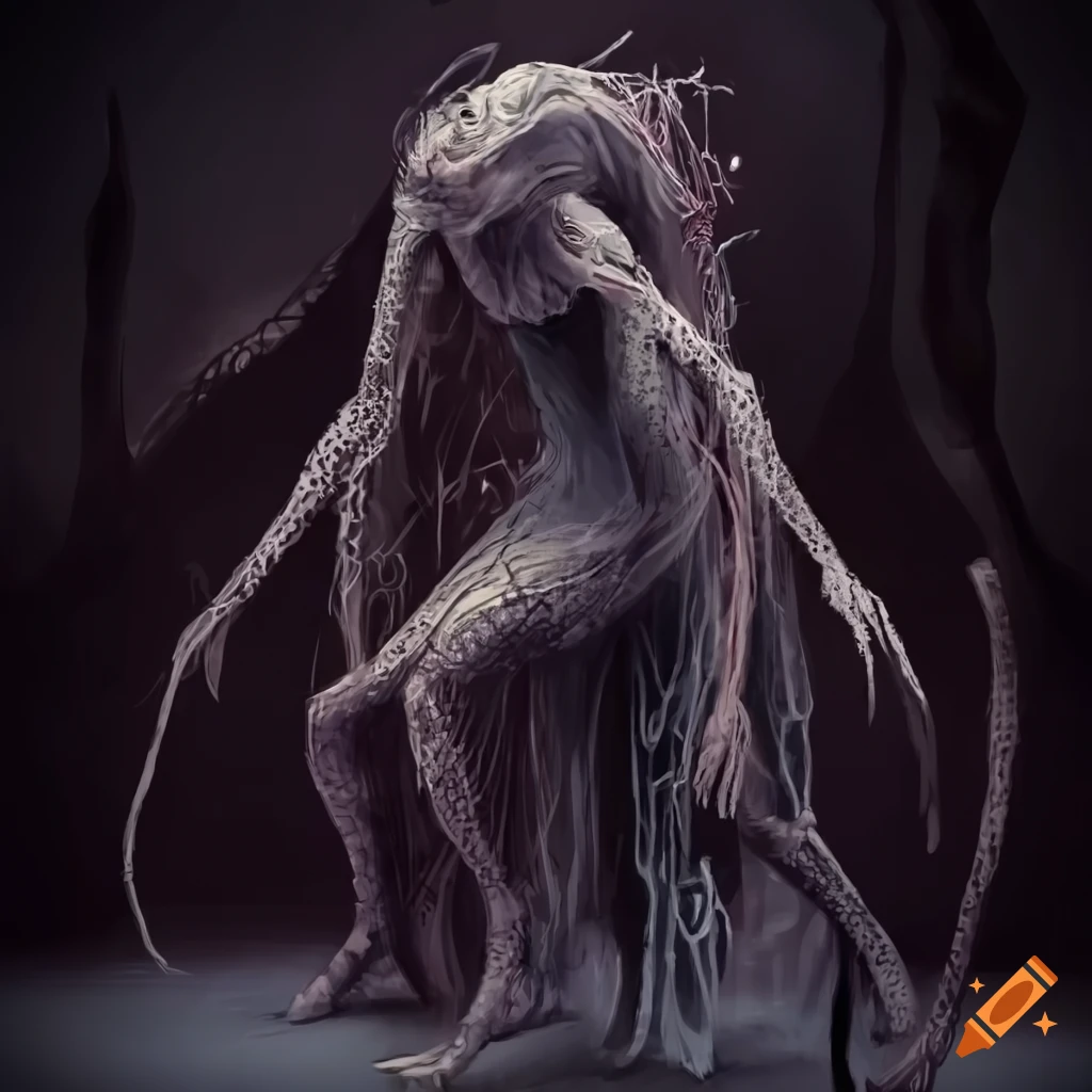 Terrifying Lovecraft-inspired monster with female figure and dark souls ...
