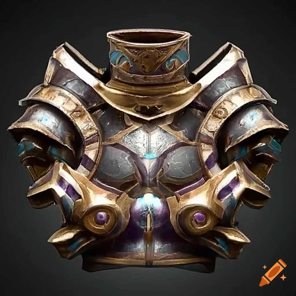Front view of adorned magic platina armor on Craiyon