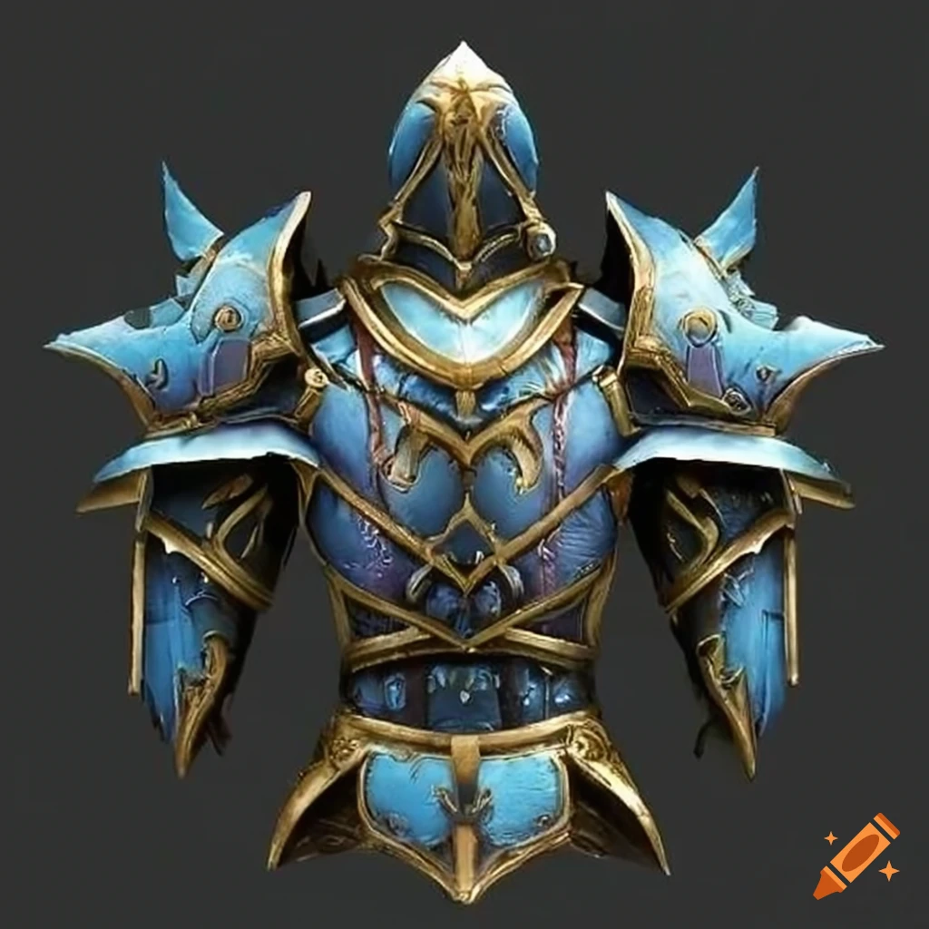 Adorned magic hide armor set front view on Craiyon