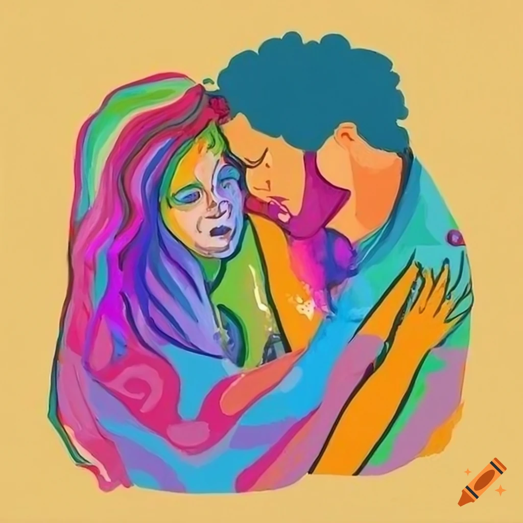 Vibrant painting of Psych characters in a cozy moment on Craiyon