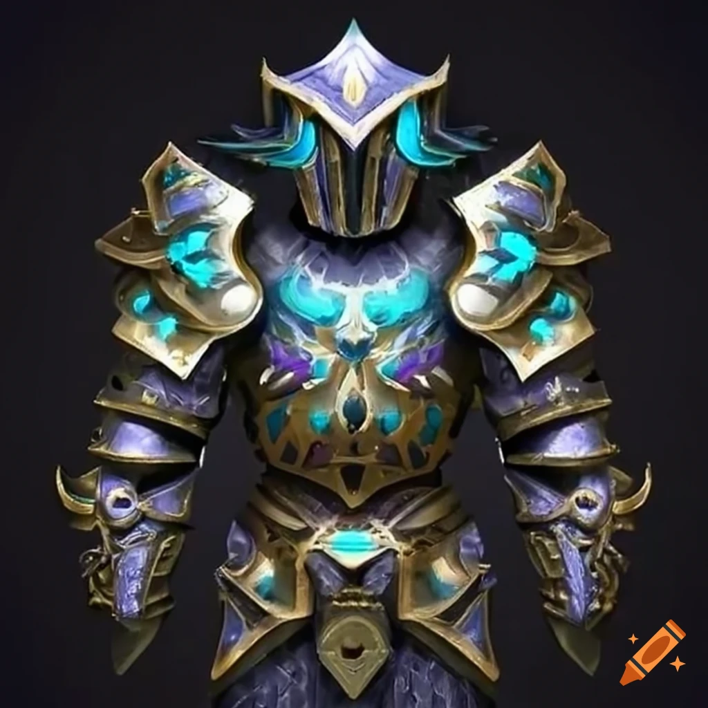 Front view of adorned magic armor on Craiyon