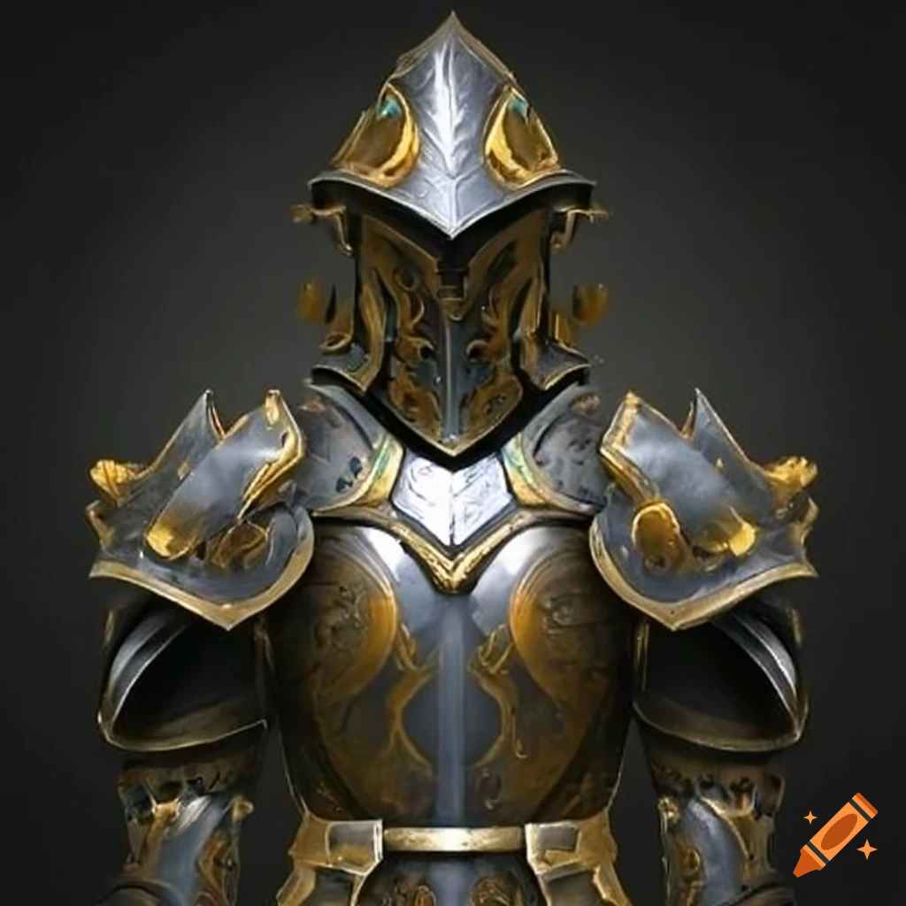 Front view of adorned magic armor on Craiyon