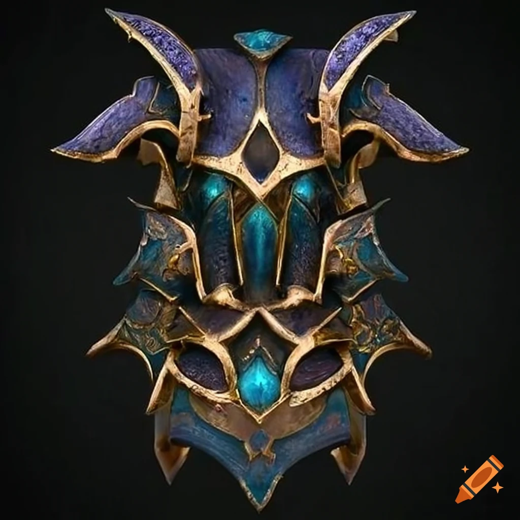 Front view of adorned magic hide armor on Craiyon