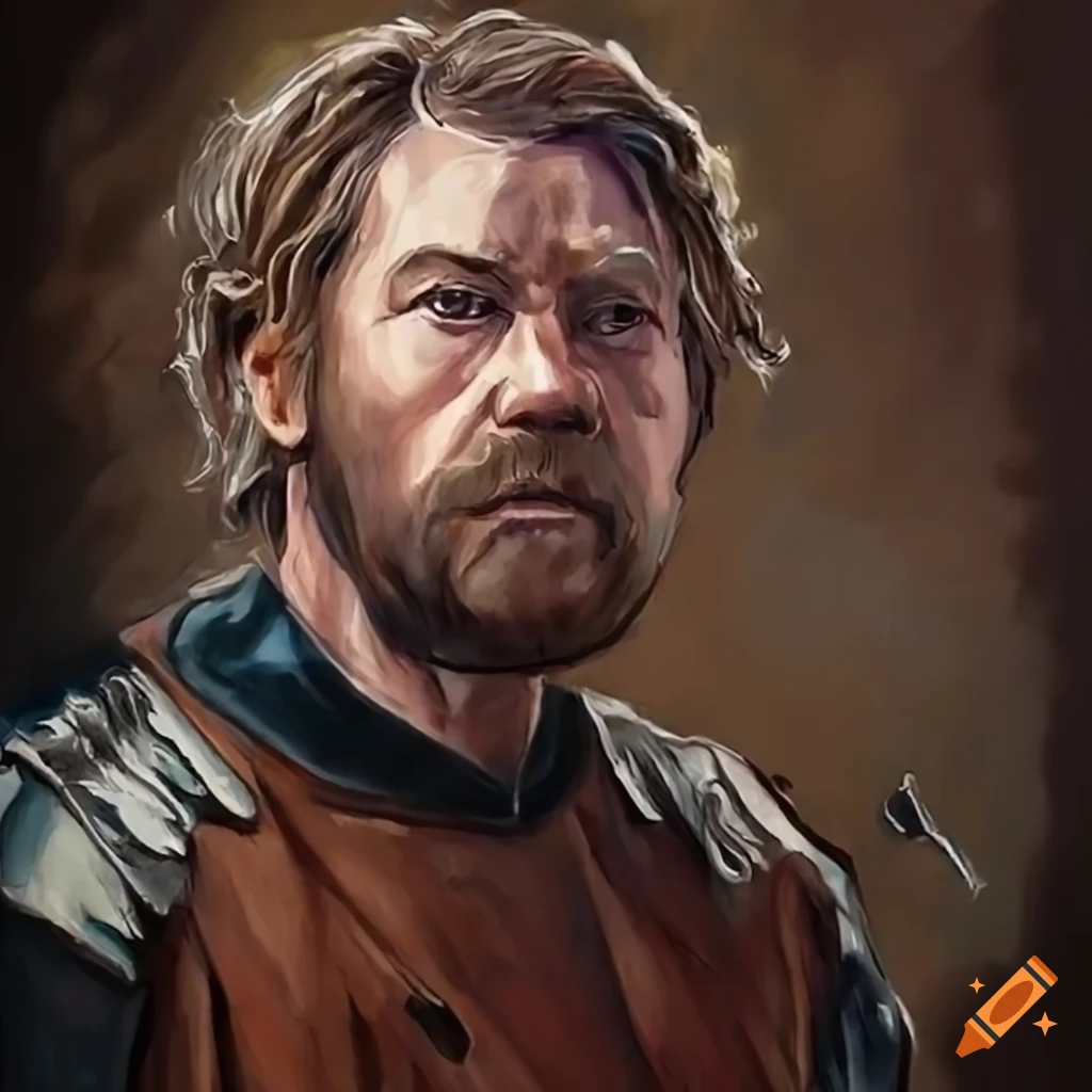 Mare of easttown as a medieval sheriff in thick outline pen drawing on ...