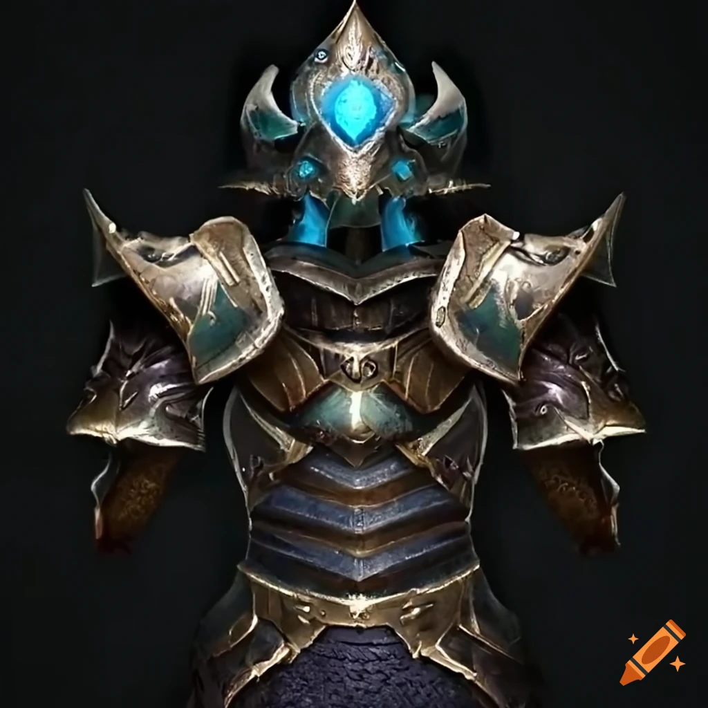 Adorned magic hide armor set front view on Craiyon