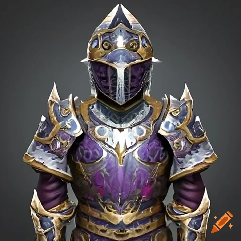 Front view of intricately adorned magic armor on Craiyon