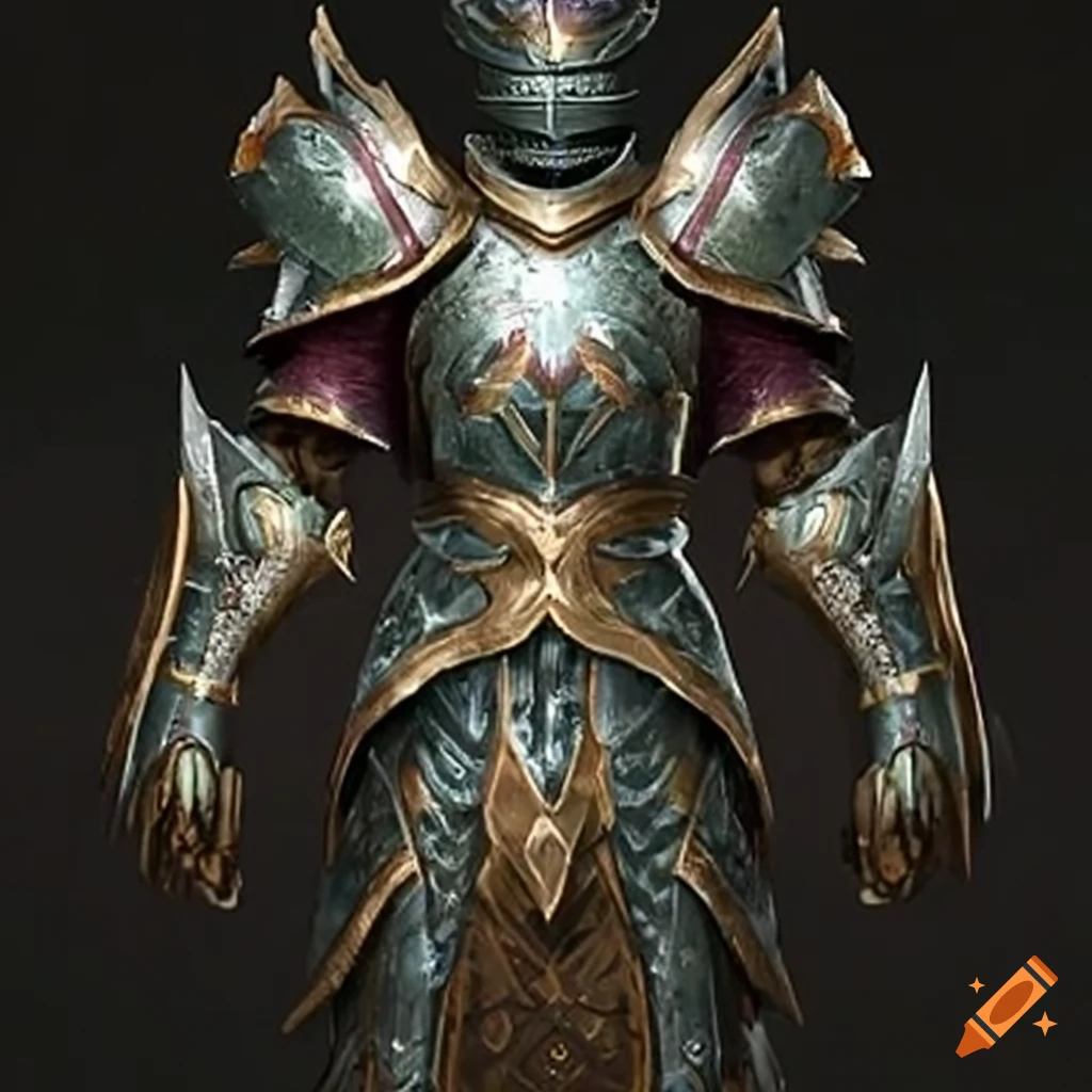 Adorned magic armor frontal view on Craiyon