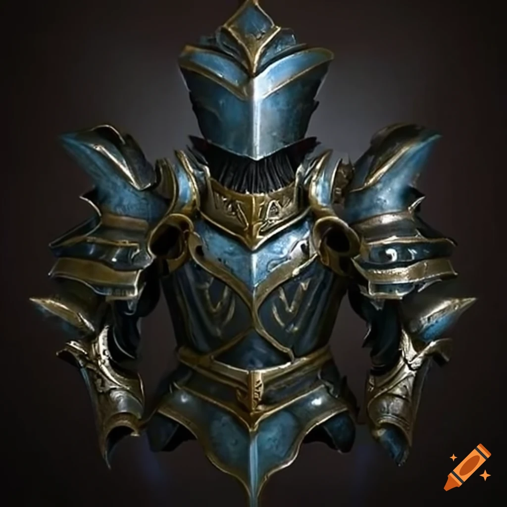 Front view of adorned magic armor on Craiyon