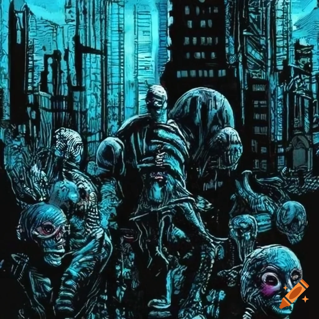 Highly detailed alien street scene with weird characters in Phillipe ...